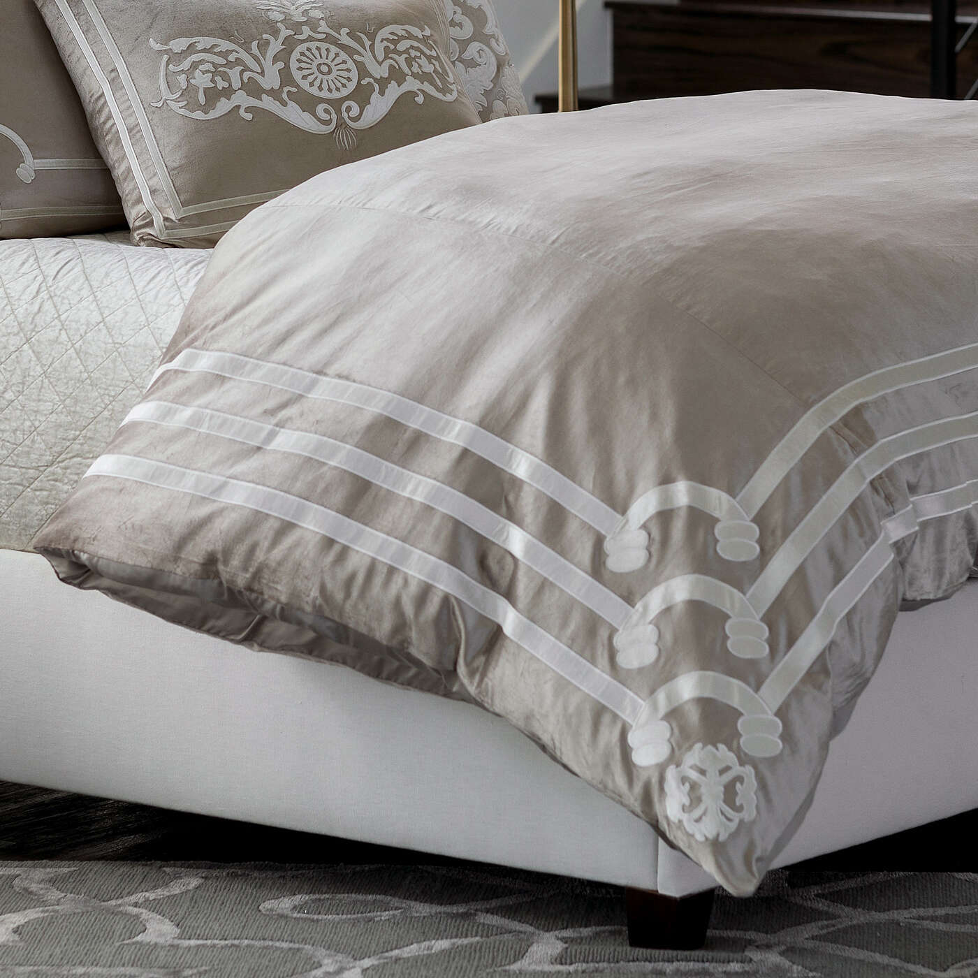 Angie Champagne Velvet Bedding By Lili Alessandra | Fine Linens