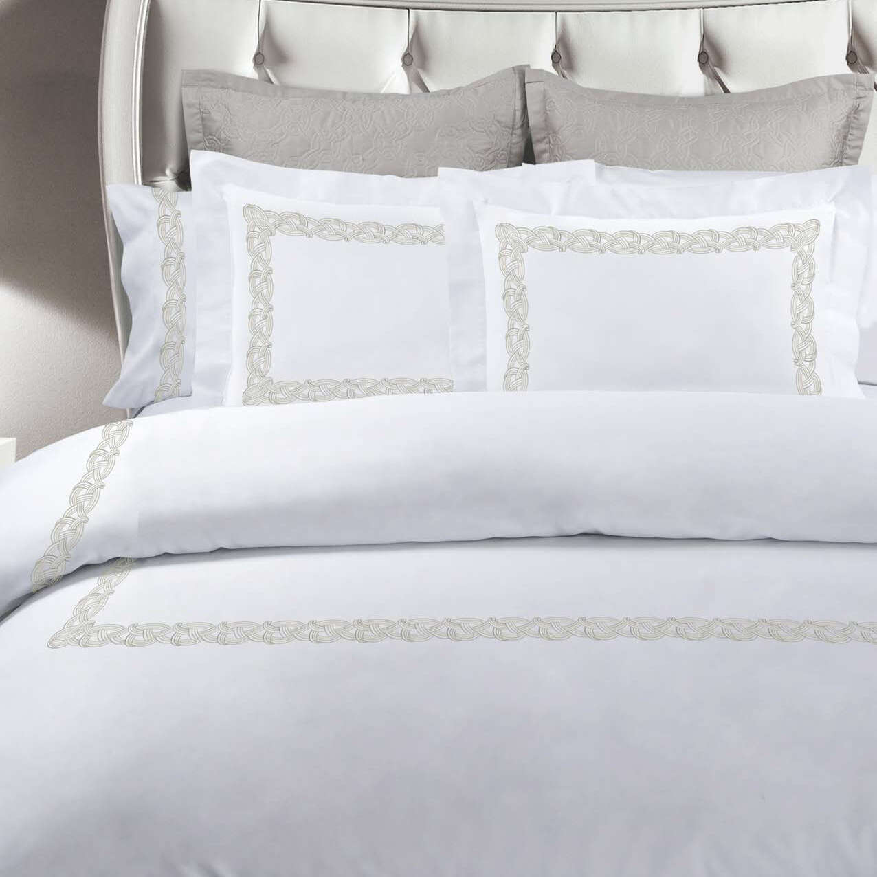 Manarola Embroidery by Dea Linens Duvet Cover | Fine Linens