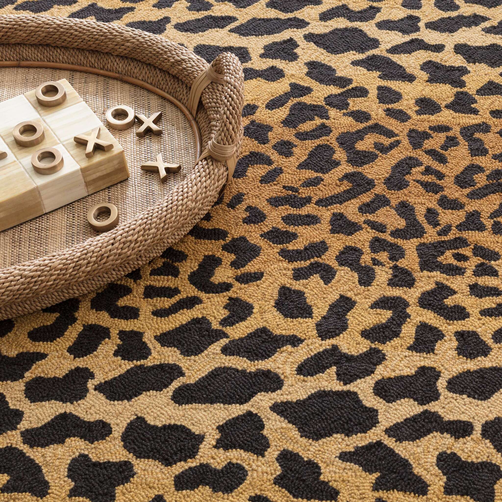 Leopard Micro Hooked Wool Rug by Dash & Albert | Fine Linens