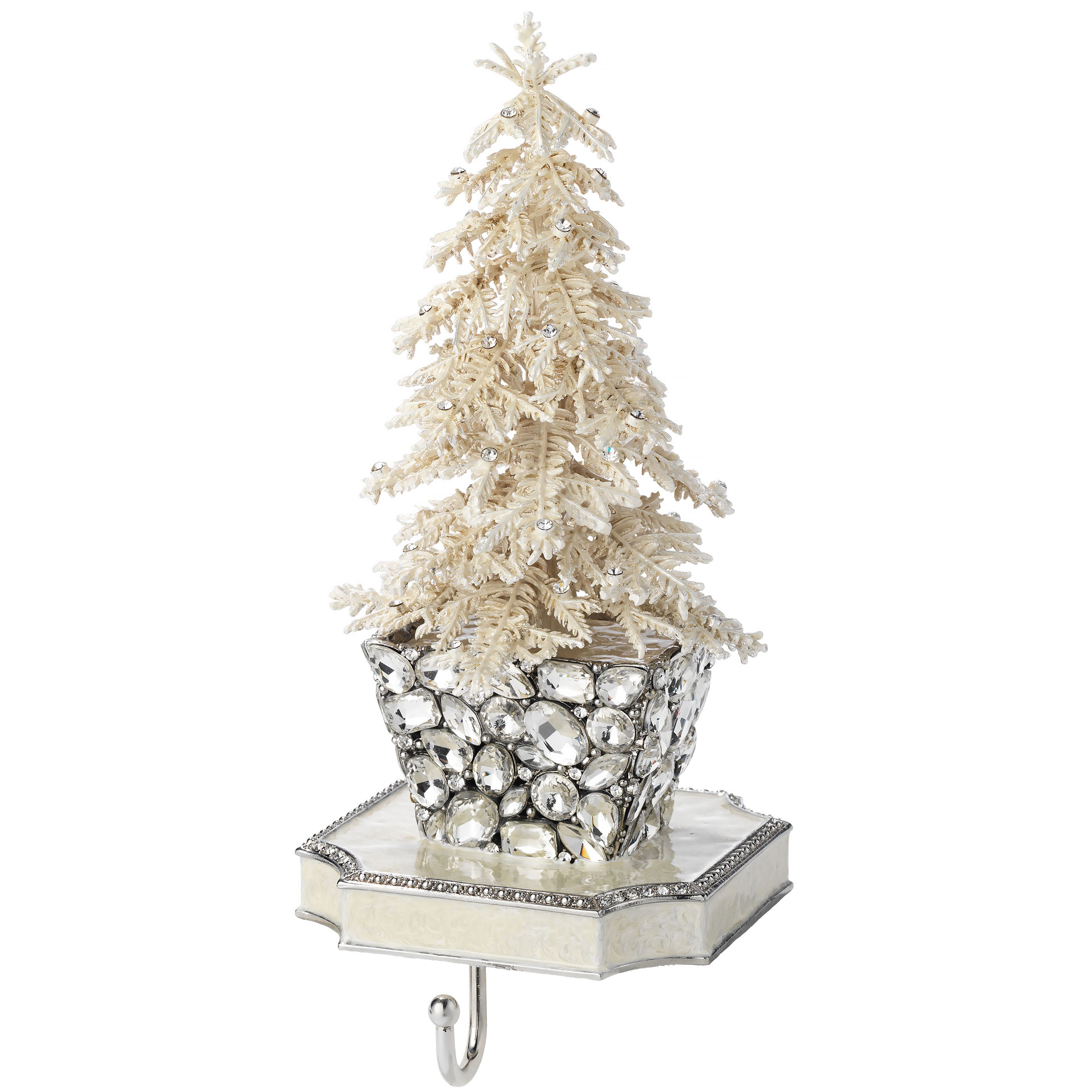 Flocked Crystal Tree Stocking Holder by Olivia Riegel | Fine Linens