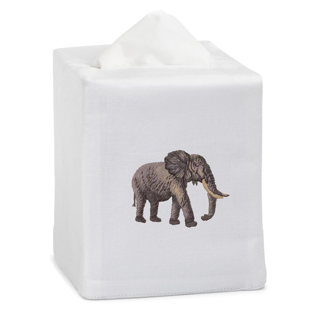 African Elephant Tissue Box Covers by Henry Handwork | Fine Linens