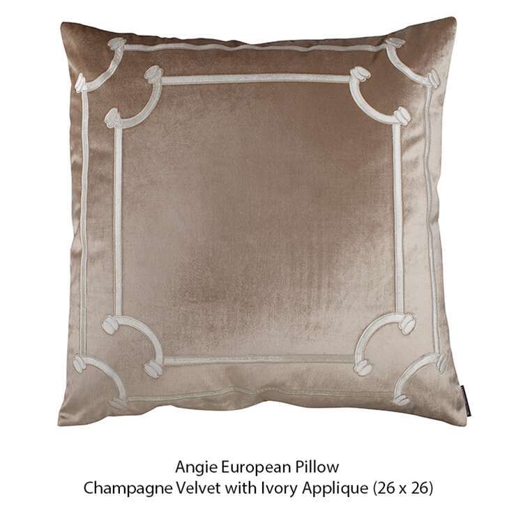 Angie Champagne Velvet Bedding By Lili Alessandra Pillow | Fine Linens