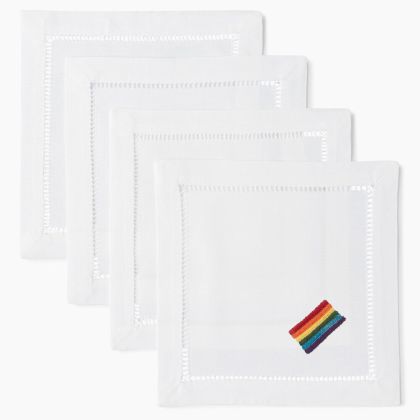 Pride Flag Cocktail Napkins by Henry Handwork | Fine Linens