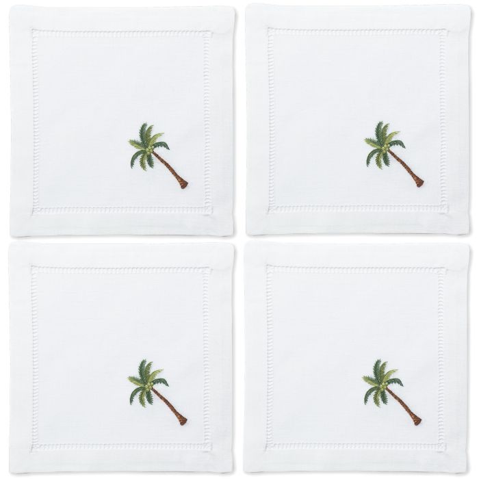 Palm Tree Modern Cocktail Napkins by Henry Handwork | Fine Linens